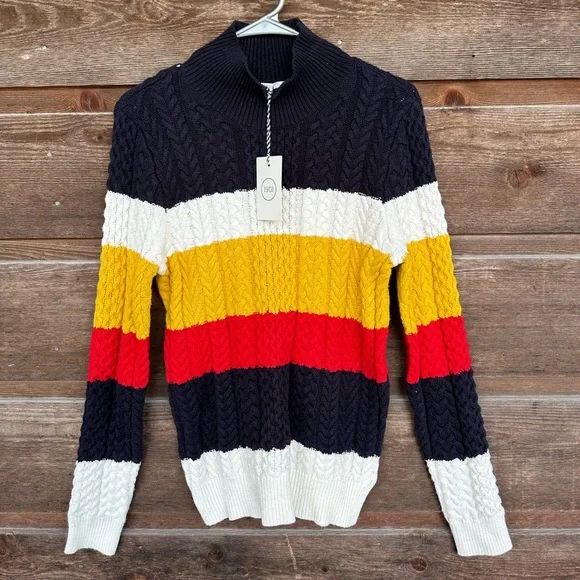 1901 | Sweaters | Nwt 91 Cable Knit Turtleneck Colorblock ...